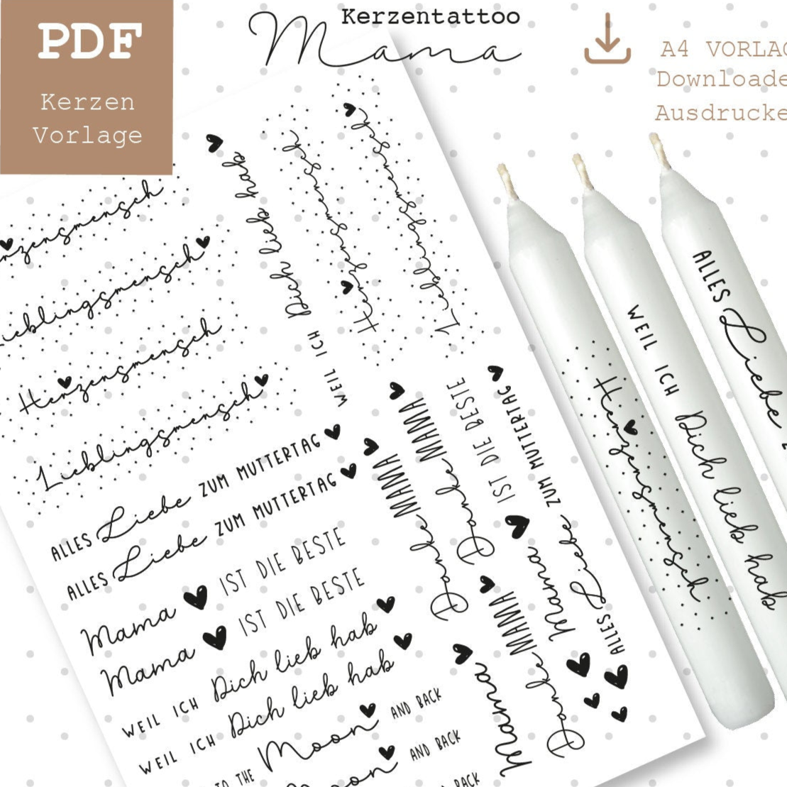 PDF Vorlage Mama zum Selberausdrucken A4 Digital/Download DIY – StoffCut