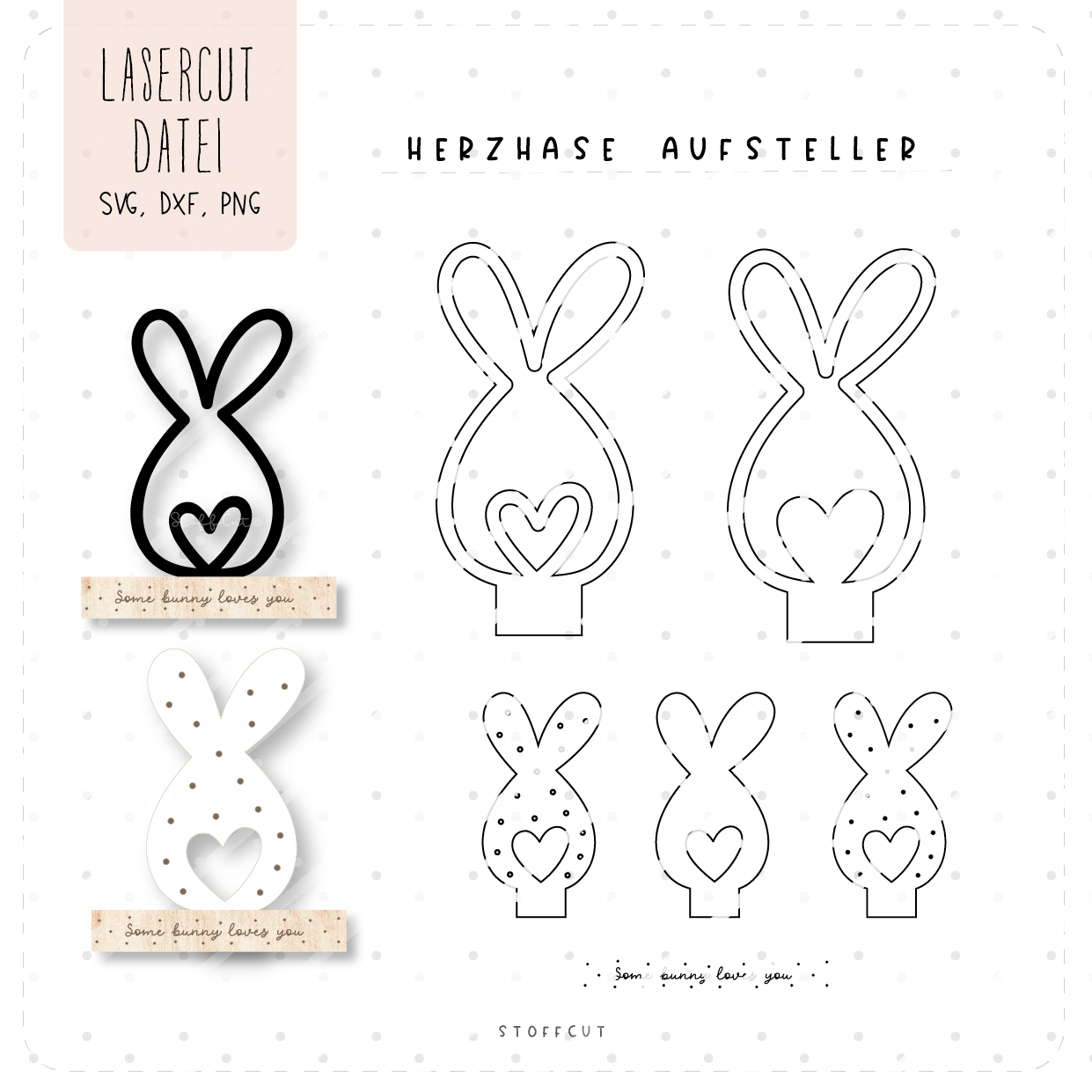 Laserdatei SVG, DXF, PNG I Hase für Klötzchen, Aufsteller zu Ostern I ...